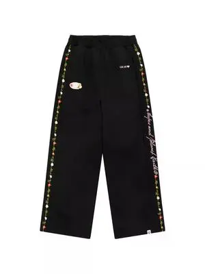 AAPE BY *A BATHING APE Floral-embroidered Camouflage-patch Track Pants - Black