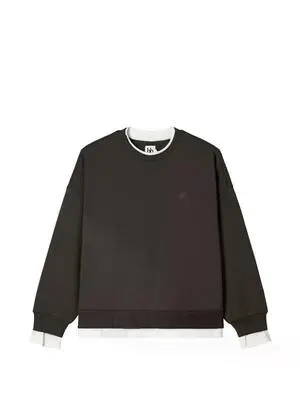 B+AB Layered-effect Logo-embroidered Sweater - Grey