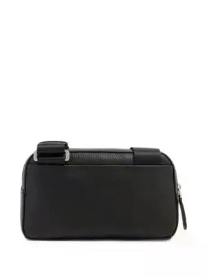 PIQUADRO Logo-plaque Pebbled Leather Clutch Bag - Black