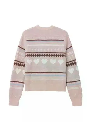 CHOCOOLATE Heart-intarsia Knitted Cardigan - Pink
