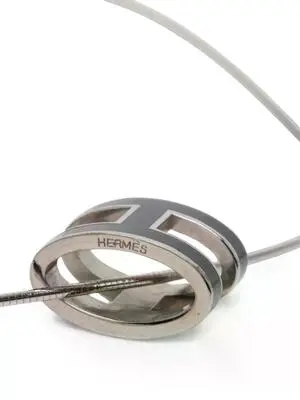 Hermès 2000-2010 Enamel Pop H Pendant Necklace Costume Necklace - Black