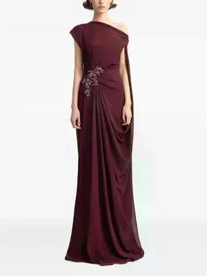 GEMY MAALOUF Beaded Cape-sleeve Dress