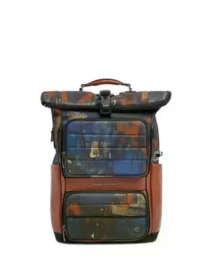 PIQUADRO Abstract-print Roll-top Backpack