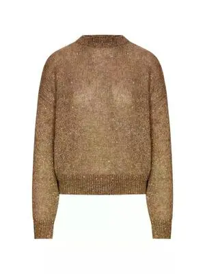 Brunello Cucinelli Sequin-embellished Knitted Sweater - Brown