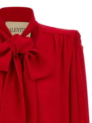 Valentino Garavani Silk Shirt With Bow - Red