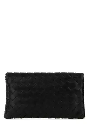 Bottega Veneta Leather Small Clutch - Black