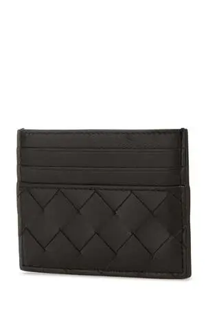 Bottega Veneta Dark Nappa Leather Intrecciato Card Holder - Brown