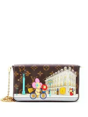 LOUIS VUITTON Felicie Pochette Limited Edition Vivienne Xmas Monogram Canvas Crossbody Bag - Brown