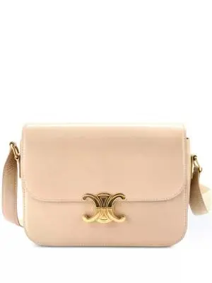 Celine Triomphe Shoulder Bag Smooth Calfskin Medium Crossbody Bag - Neutrals