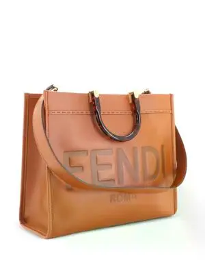 Fendi Sunshine Shopper Leather Medium Tote Bag - Brown