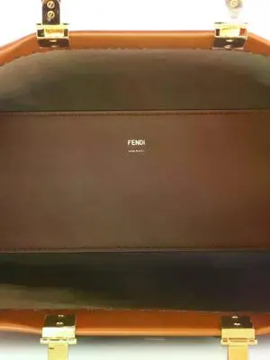 Fendi Sunshine Shopper Leather Medium Tote Bag - Brown