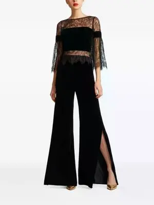 GEMY MAALOUF Velvet Side-slit Trousers