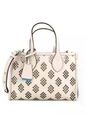 Gucci Convertible Gg Debossed Laser Cut Leather Small Tote Bag - White