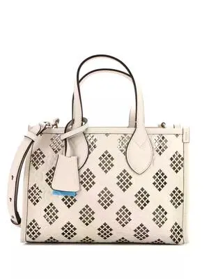 Gucci Convertible Gg Debossed Laser Cut Leather Small Tote Bag - White
