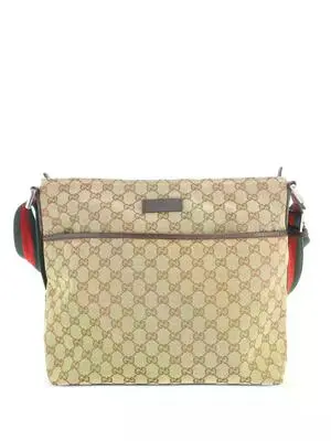 Gucci Front Pocket Web Messenger Gg Canvas Medium Crossbody Bag - Brown