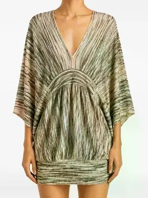 Missoni Zig Zag V-neck Mini Dress - Neutrals