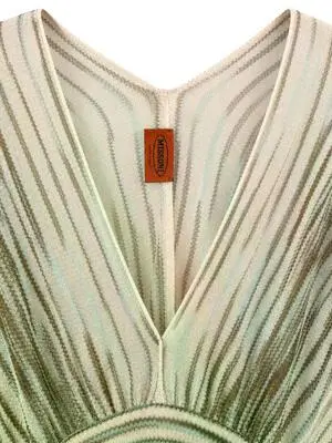 Missoni Zig Zag V-neck Mini Dress - Neutrals