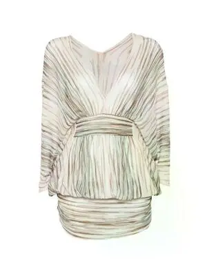 Missoni Zig Zag V-neck Mini Dress - Neutrals