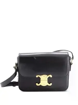 Celine Triomphe Shoulder Bag Smooth Calfskin Teen Crossbody Bag - Black