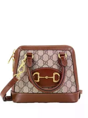 Gucci Horsebit 1955 Top Handle Bag Gg Coated Canvas With Leather Mini Shoulder Bag - Brown
