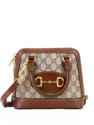 Gucci Horsebit 1955 Top Handle Bag Gg Coated Canvas With Leather Mini Shoulder Bag