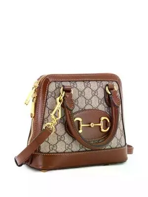 Gucci Horsebit 1955 Top Handle Bag Gg Coated Canvas With Leather Mini Shoulder Bag