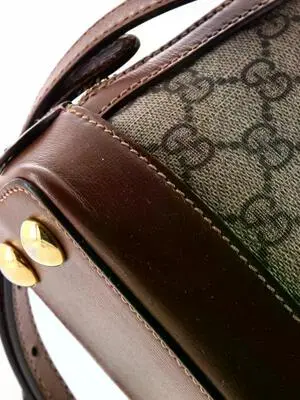 Gucci Horsebit 1955 Top Handle Bag Gg Coated Canvas With Leather Mini Shoulder Bag
