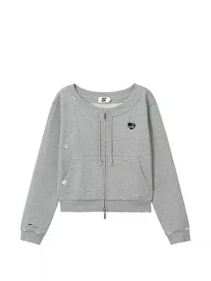 Izzue Distressed-effect Zip-up Sweatshirt - Grey