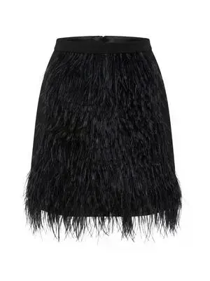 GEMY MAALOUF Feather-trim Mini Skirt - Black