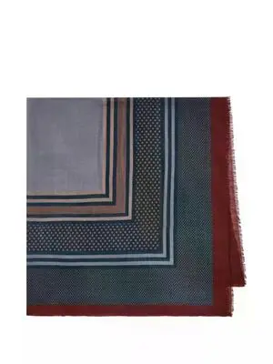 Malìparmi Geometric-print Frayed Scarf - Blue