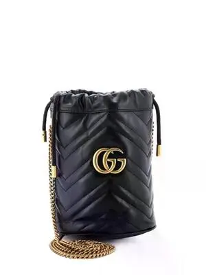 Gucci Gg Marmont Matelasse Leather Mini Bucket Bag - Black