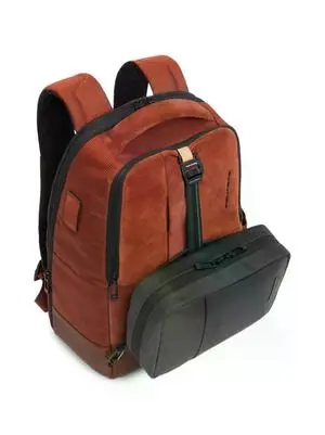 PIQUADRO Suede-effect Panelled Backpack