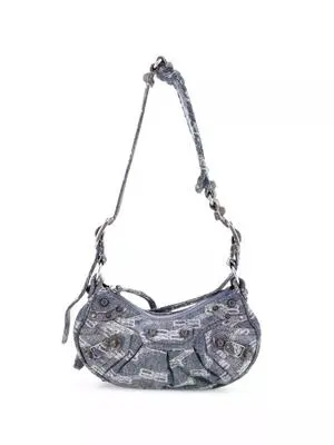 Balenciaga Le Cagole Giant Studs Shoulder Bag Bb Denim Xs Hobo Bag - Blue
