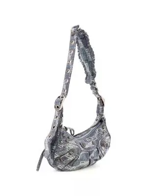 Balenciaga Le Cagole Giant Studs Shoulder Bag Bb Denim Xs Hobo Bag - Blue