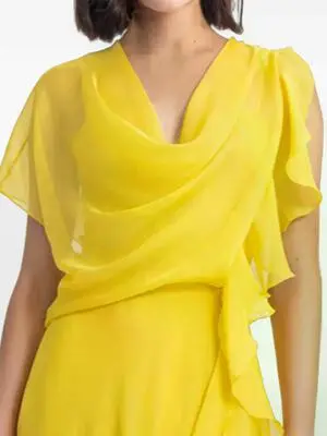 GEMY MAALOUF Draped Ruffled Dress - Yellow