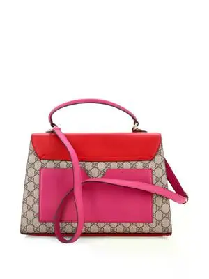 Gucci Padlock Top Handle Bag Gg Coated Canvas And Leather Medium Satchel - Brown