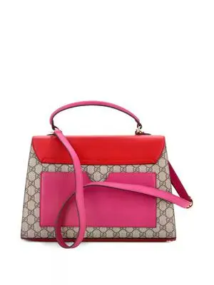 Gucci Padlock Top Handle Bag Gg Coated Canvas And Leather Medium Satchel - Brown