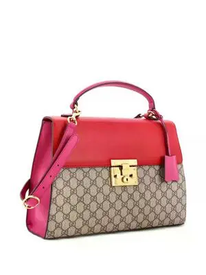 Gucci Padlock Top Handle Bag Gg Coated Canvas And Leather Medium Satchel - Brown
