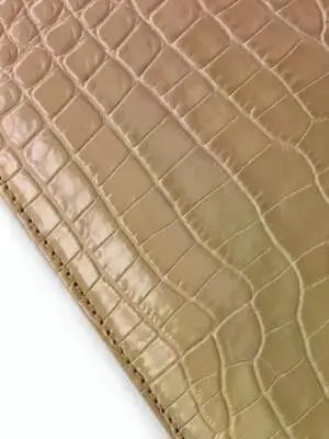 Saint Laurent Sunset Crocodile Embossed Leather Medium Crossbody Bag - Neutrals