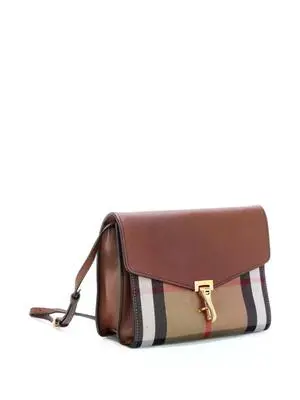 Burberry Macken Leather And House Check Canvas Small Crossbody Bag - Brown