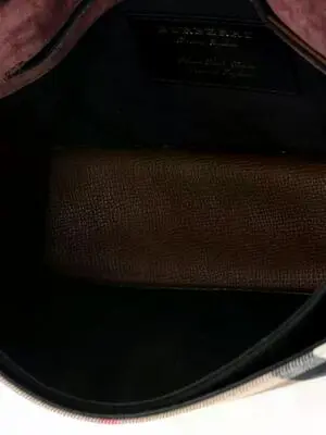 Burberry Macken Leather And House Check Canvas Small Crossbody Bag - Brown
