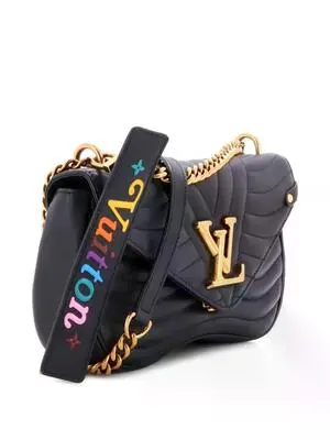 LOUIS VUITTON New Wave Chain Bag Quilted Leather Mm Crossbody Bag - Black