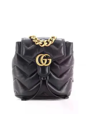 Gucci Gg Marmont Flap Matelasse Leather Mini Backpack - Black