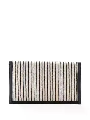 SAINT LAURENT Uptown Pouch Striped Canvas Clutch Bag