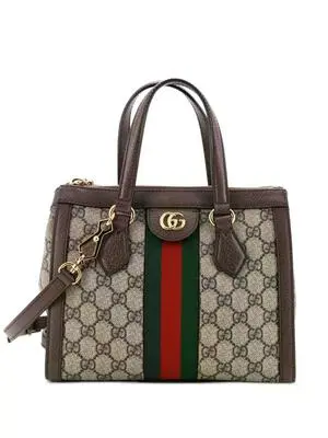 Gucci Ophidia Top Handle Gg Coated Canvas Small Tote Bag - Brown