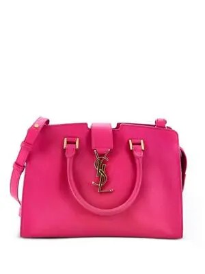Saint Laurent Monogram Cabas Leather Baby Satchel - Pink