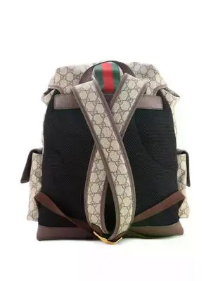 Gucci Ophidia Flap Gg Coated Canvas Medium Backpack - Brown