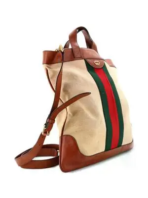 Gucci Shopping Vintage Web Canvas Large Tote Bag