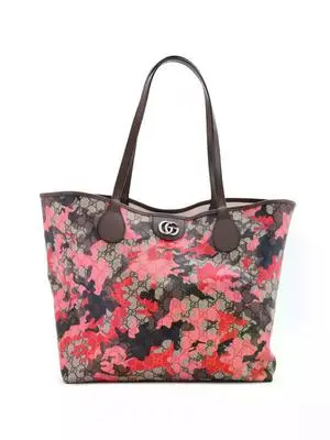 Gucci Ophidia Gg Open Gg Camouflage Coated Canvas Large Tote Bag - Brown