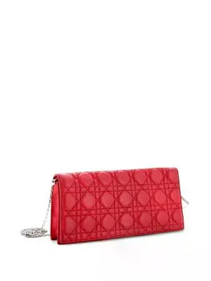 Dior Lady Convertible Chain Cannage Quilt Leather Long Clutch Bag